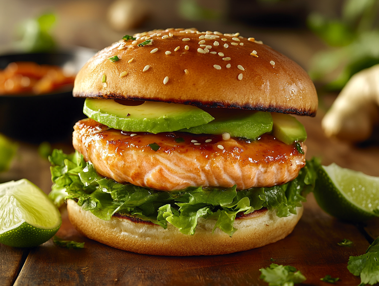 Sweet and Spicy Asian-Inspired Salmon Burger Delight