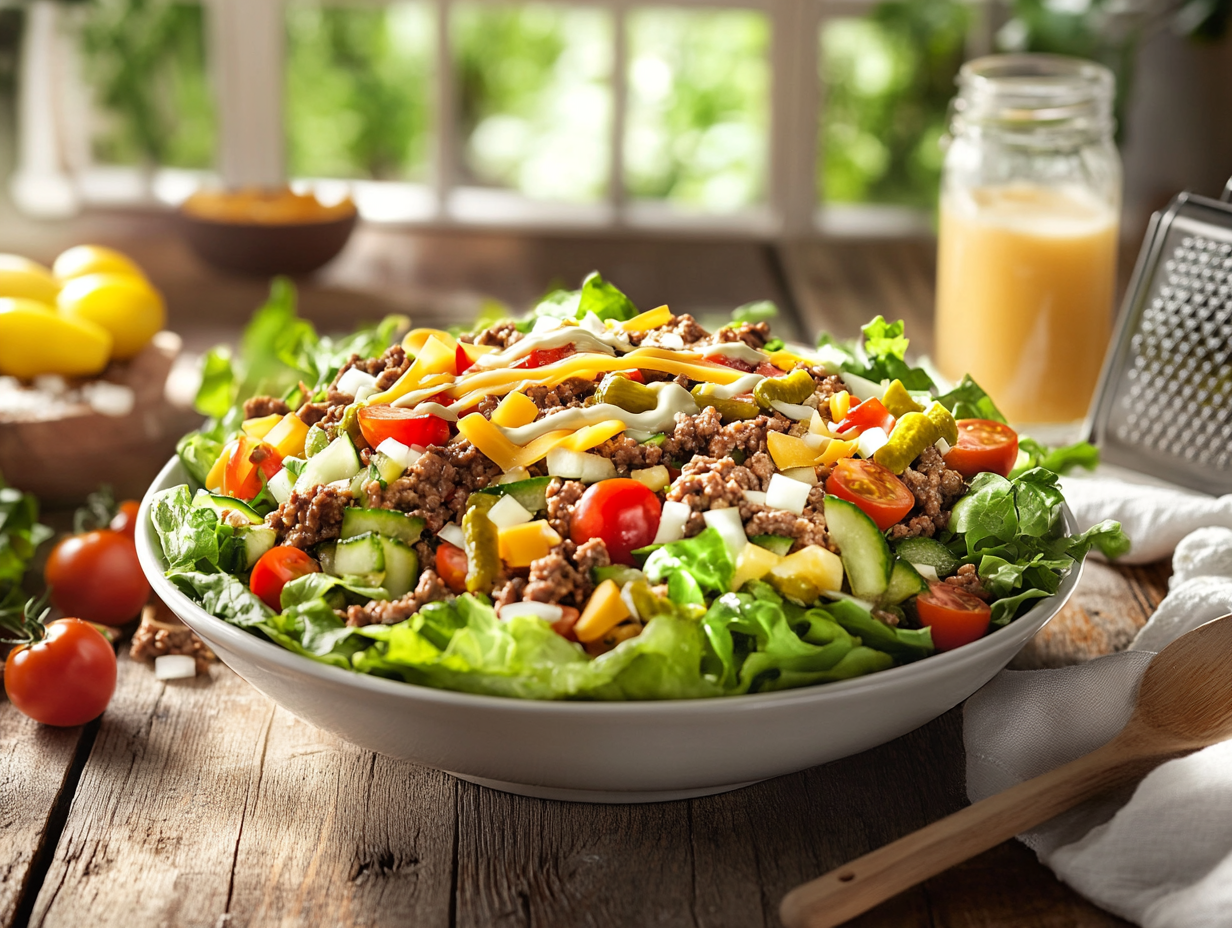 Deconstructed Big Mac Salad Bursting with Classic Flavors