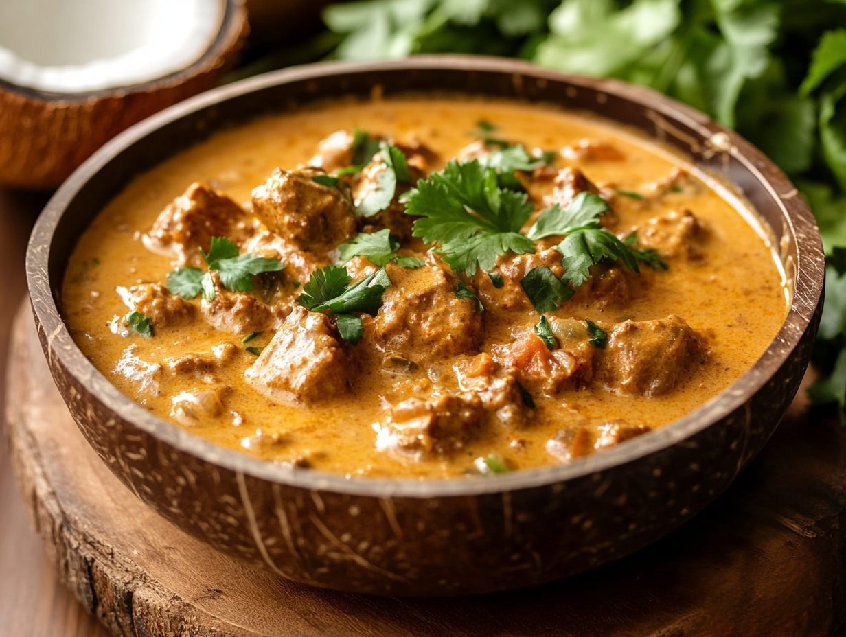 Spicy Brazilian Pork Stew with Coconut Milk and Bread