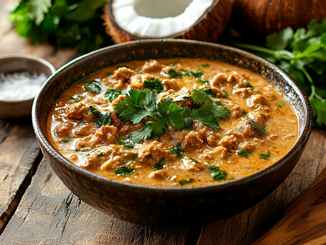 Spicy Brazilian Pork Stew with Coconut Milk and Bread