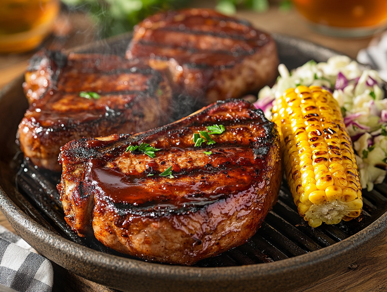 Southern Style Grilled BBQ Pork Chops with Smoky Flavor