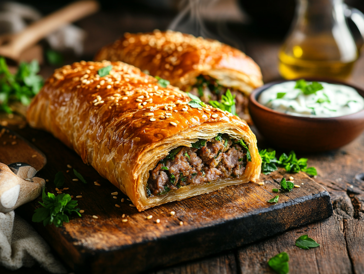 Mediterranean Lamb Sausage Rolls with Fresh Mint Twist