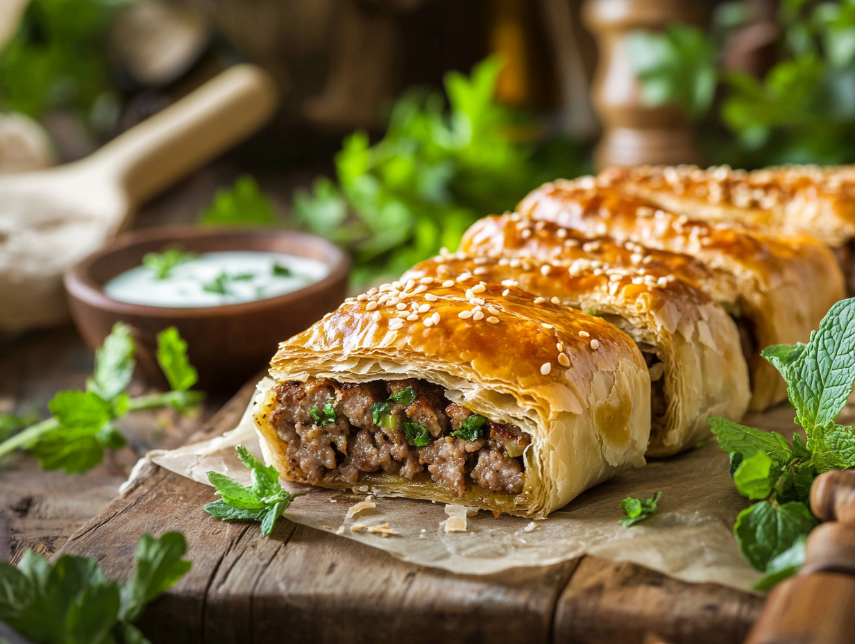 Mediterranean Lamb Sausage Rolls with Fresh Mint Twist