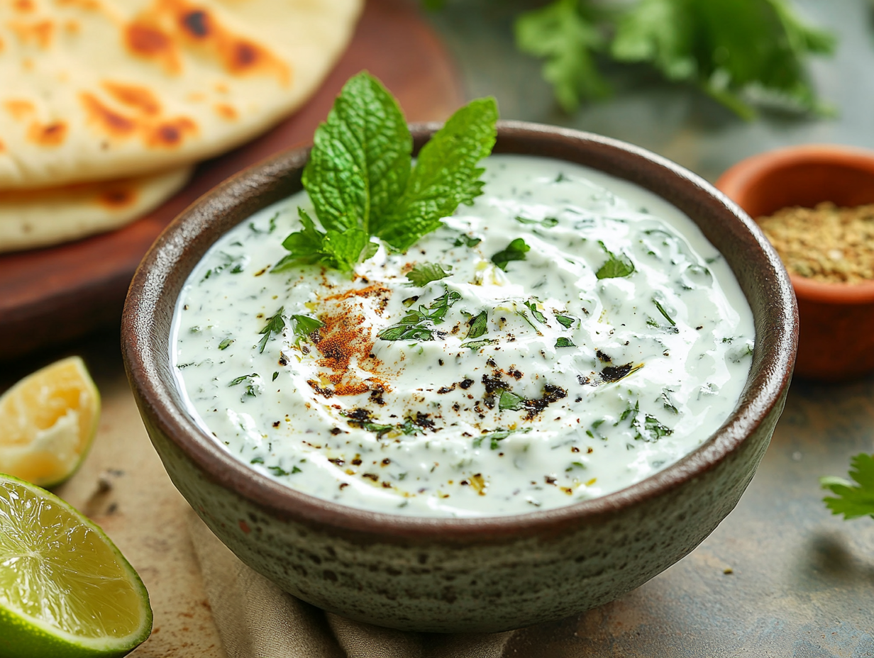 Cool and Creamy Indian Mint Yogurt Chutney Delight
