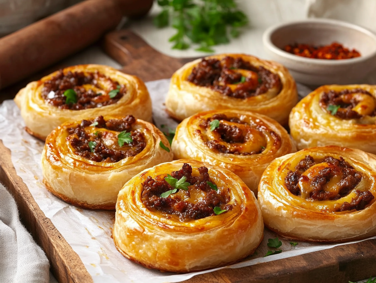 Cheesy Beef Spirals A Delightful Homemade Pastry Treat