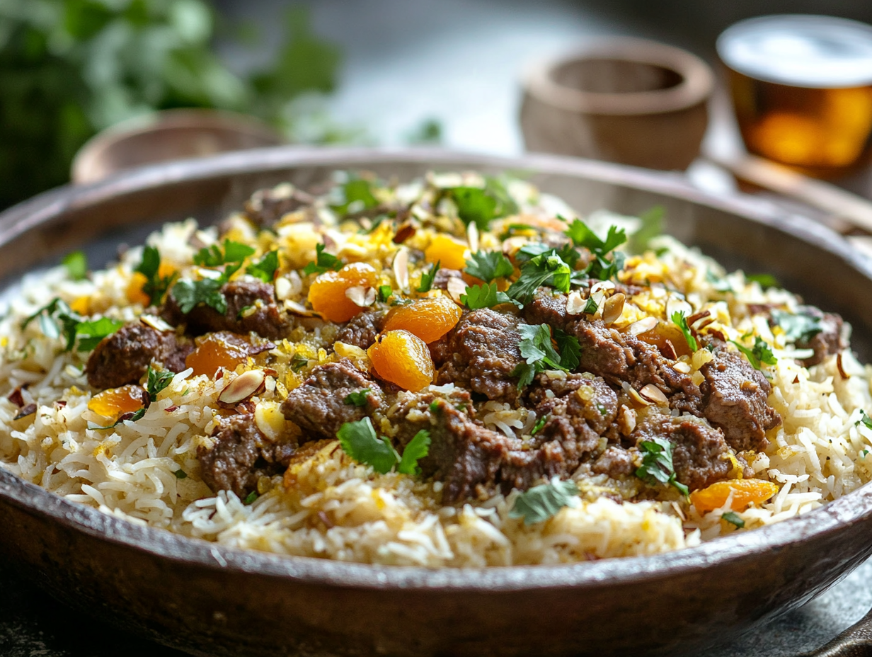 Persian Beef Apricot Pilaf