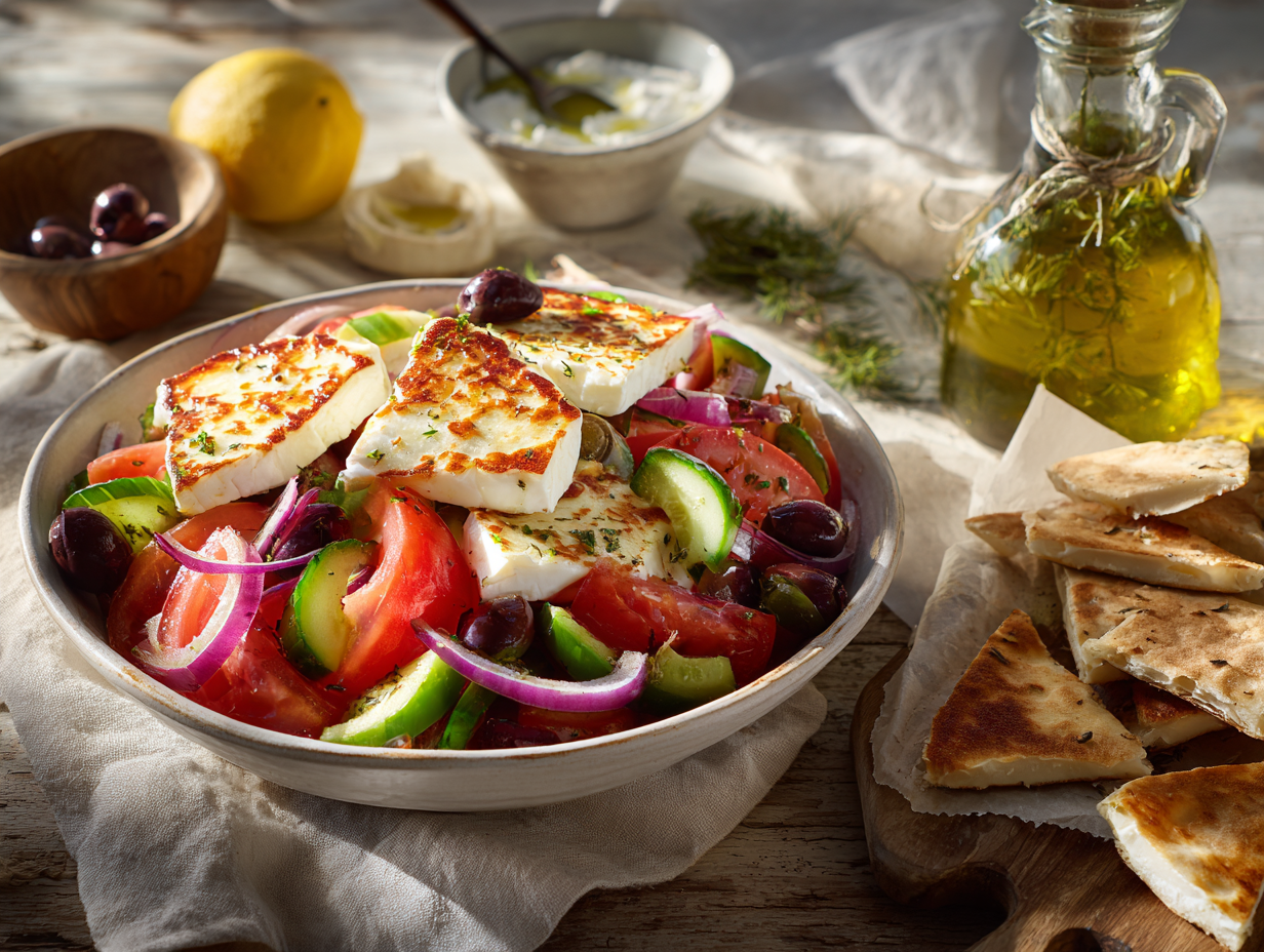 Greek Salad with Halloumi